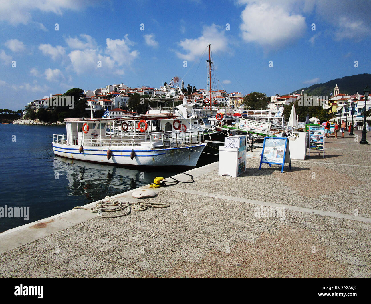 Old harbour and Skiathos town in Greece Stock Photo - Alamy