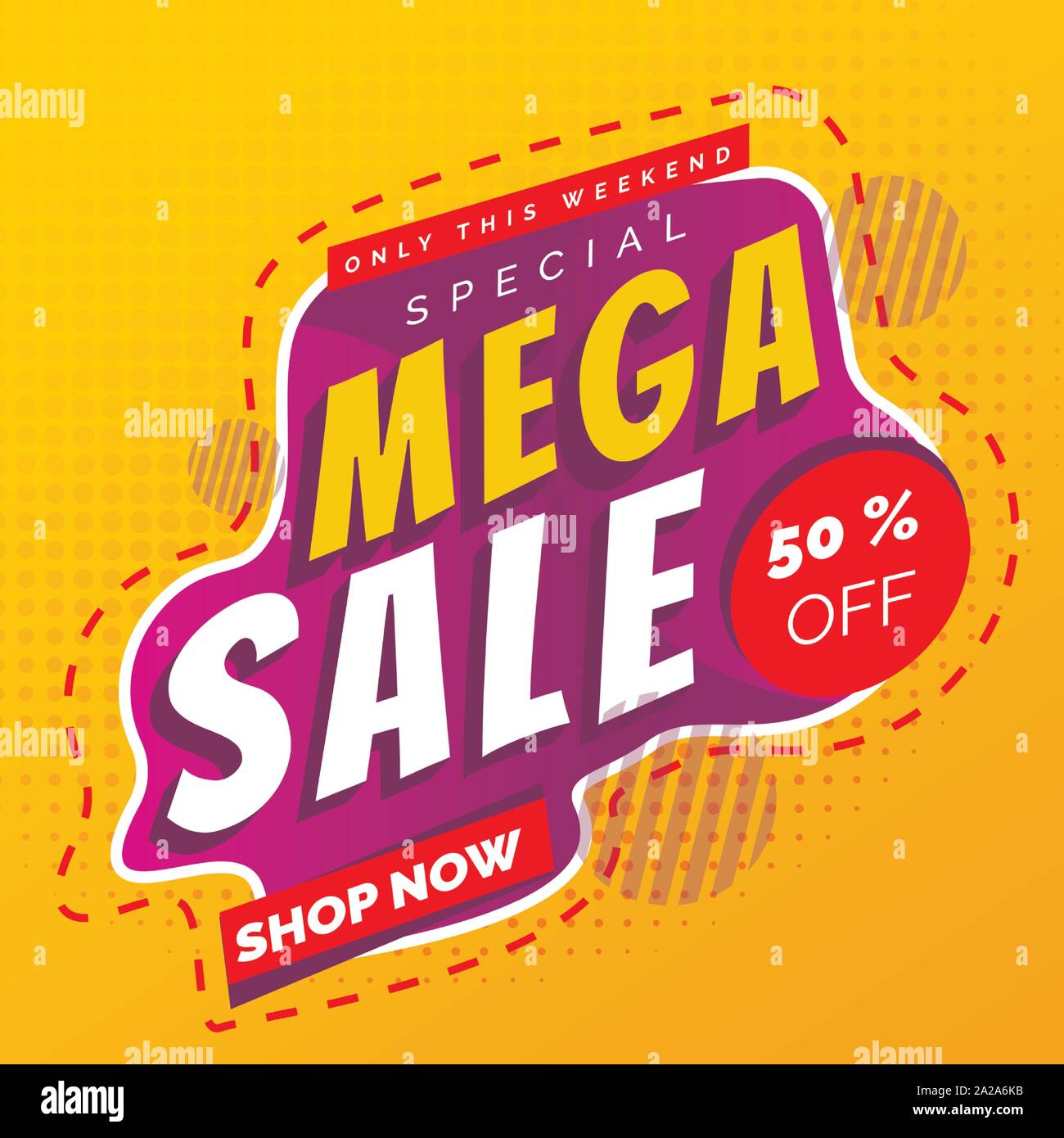 mega sale banner design typographic title, can use promotion Stock ...