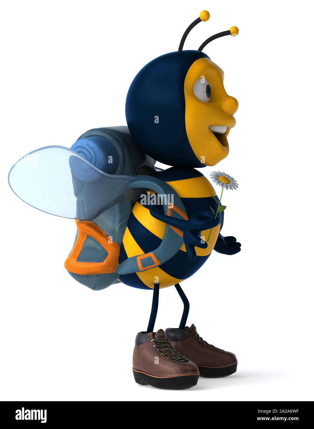 Fun backpacker bee - 3D Illustration Stock Photo - Alamy