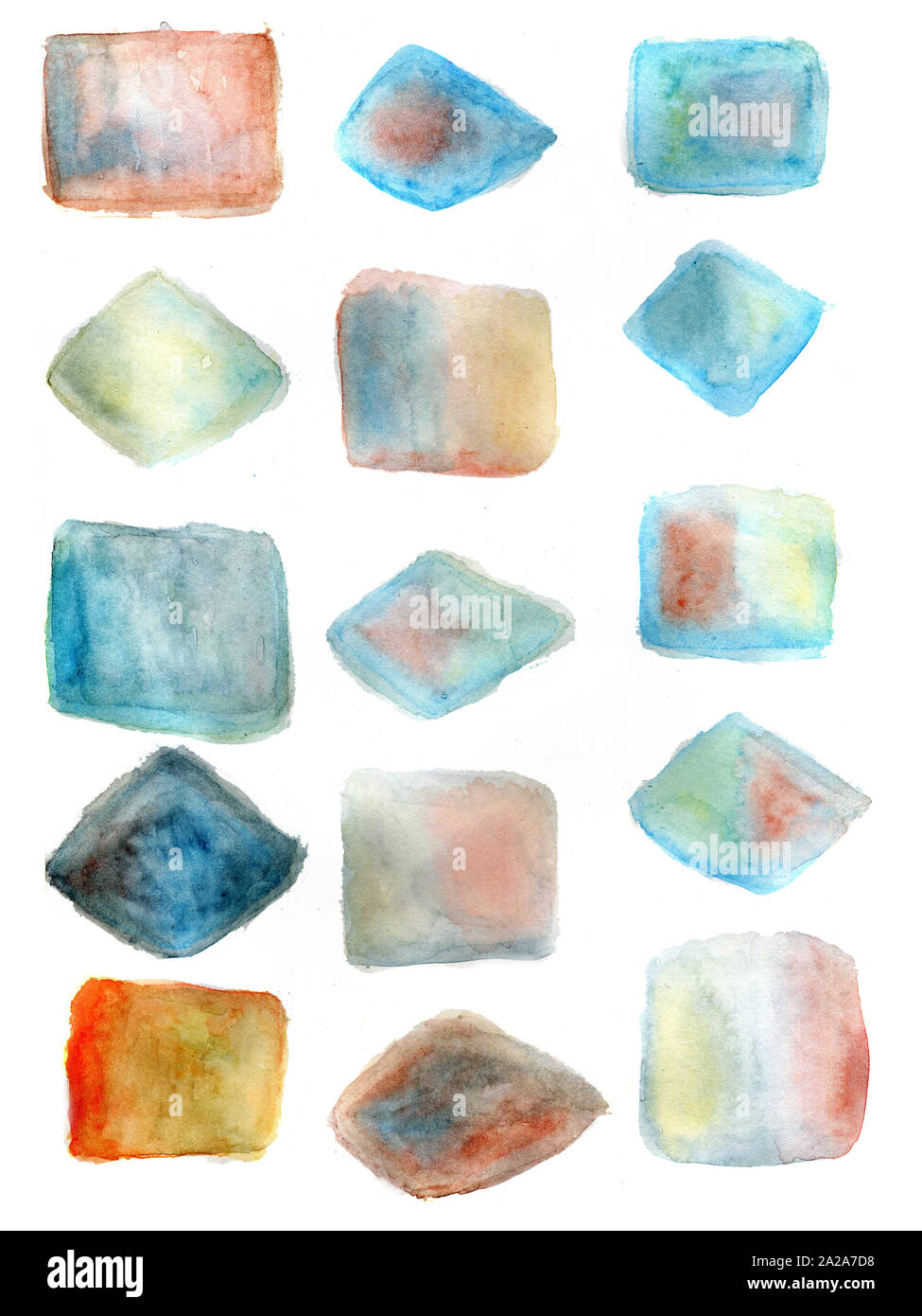 Colorful painted splotches hand drawn, watercolor illustration Stock ...