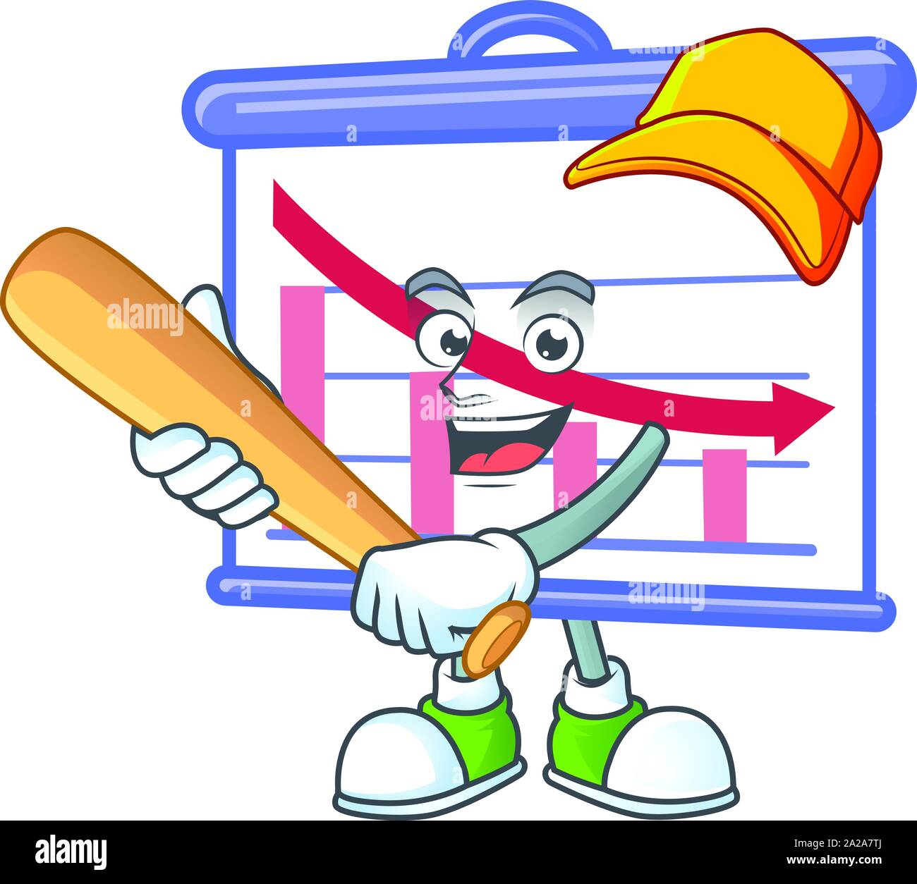 Playing baseball down graphic board cartoon character style Stock ...