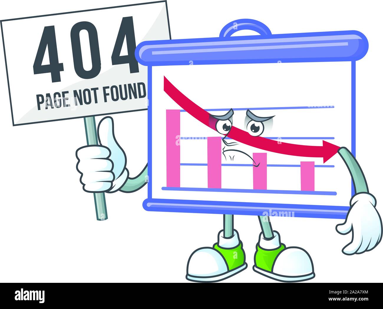 Pouting with bring board down graphic board cartoon character style ...