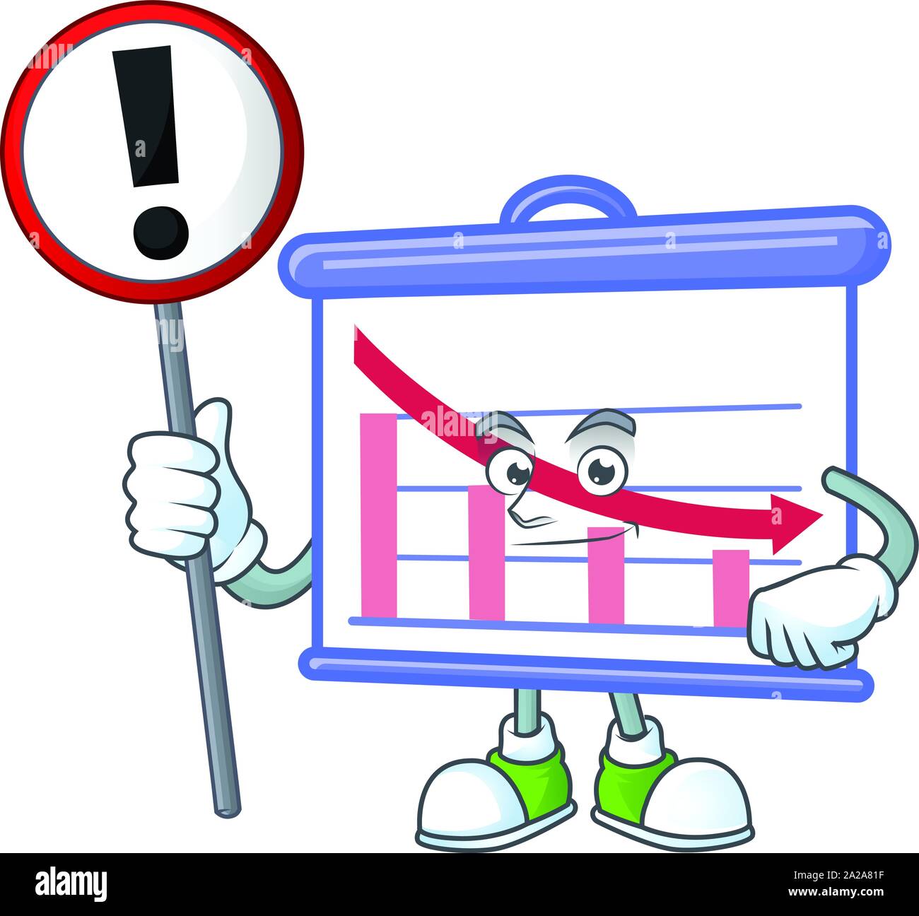 With sign down graphic board cartoon character style Stock Vector Image ...