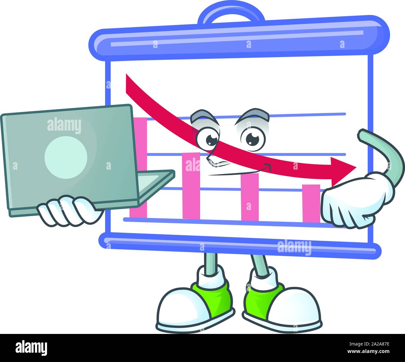 With laptop down graphic board cartoon character style Stock Vector ...