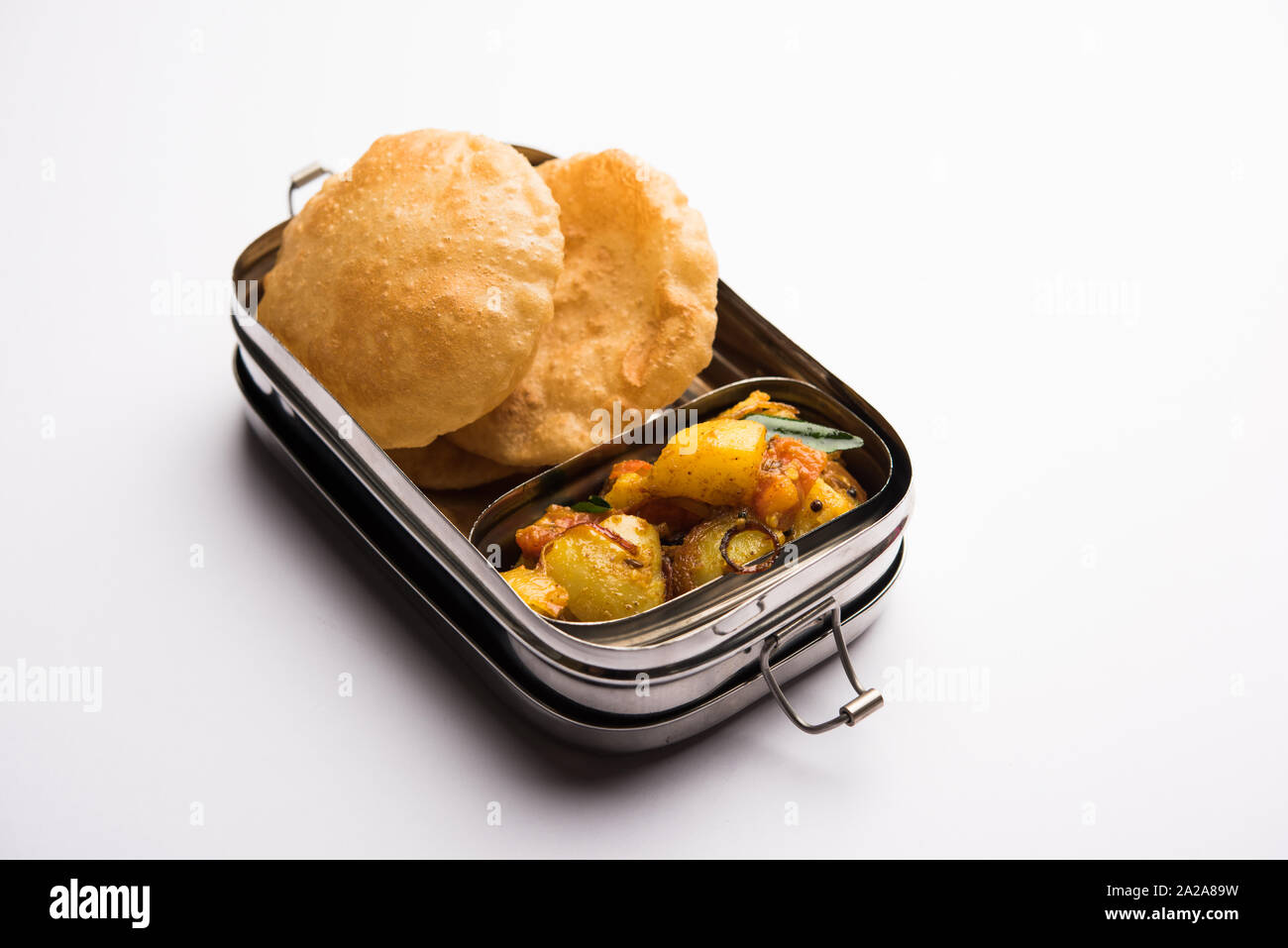 Lunch Box / Tiffin for Indian kids, includes hot poori/puri with potato ...