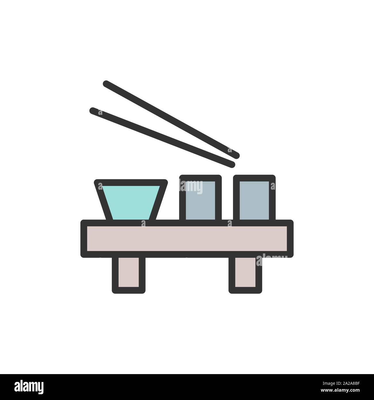 Vector japanese dishes flat color line icon Stock Vector Image & Art ...
