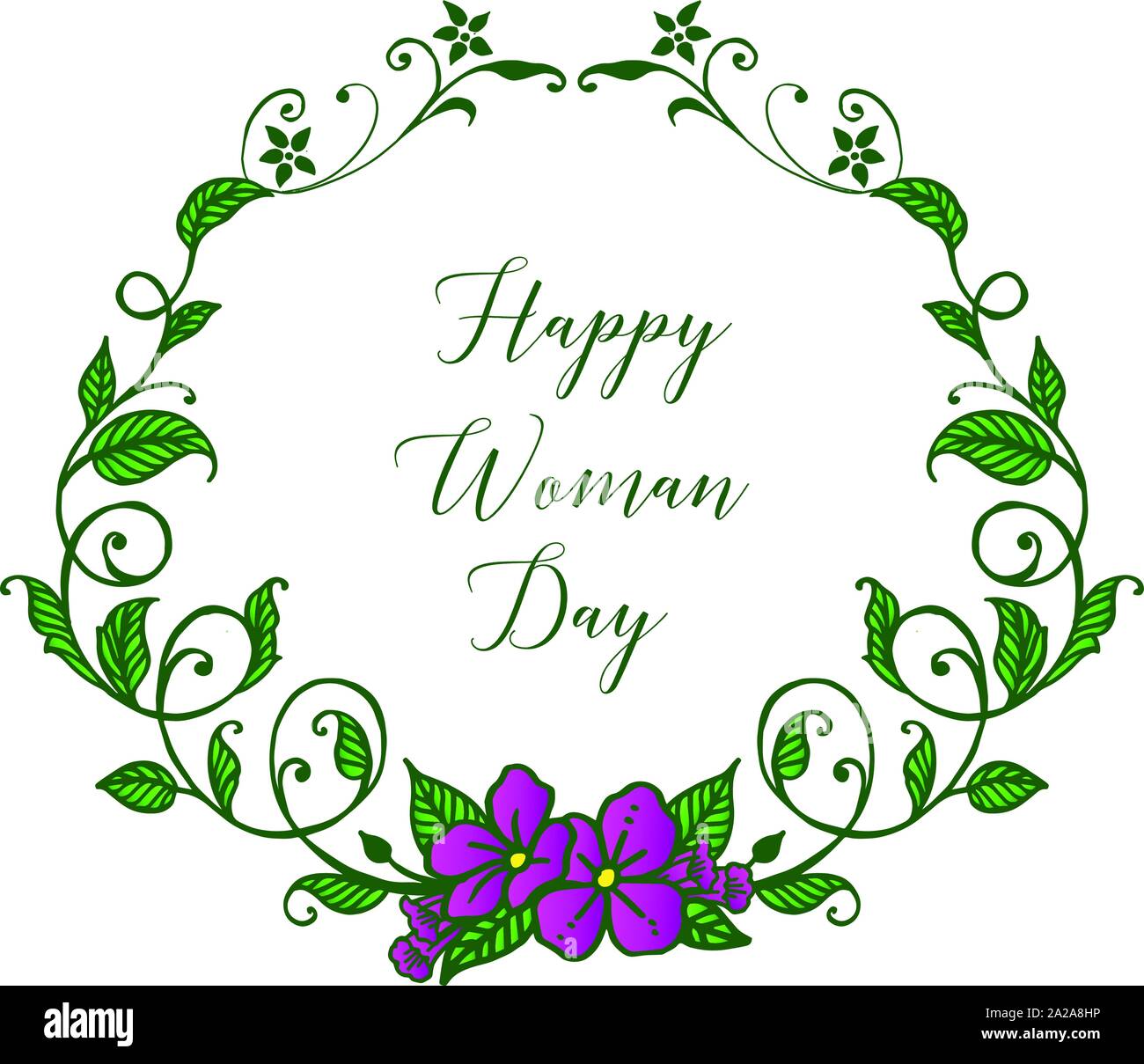Poster for happy woman day with bright purple wreath frame. Vector ...