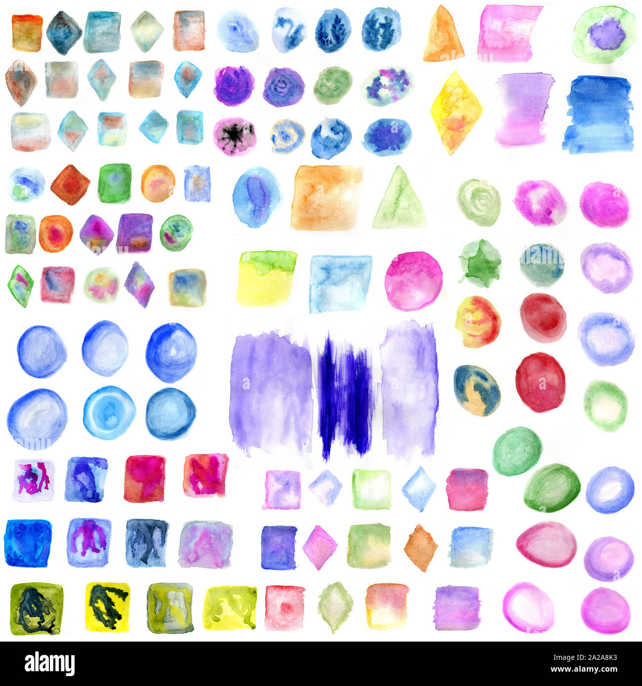 Colorful painted splotches hand drawn, watercolor illustration Stock ...