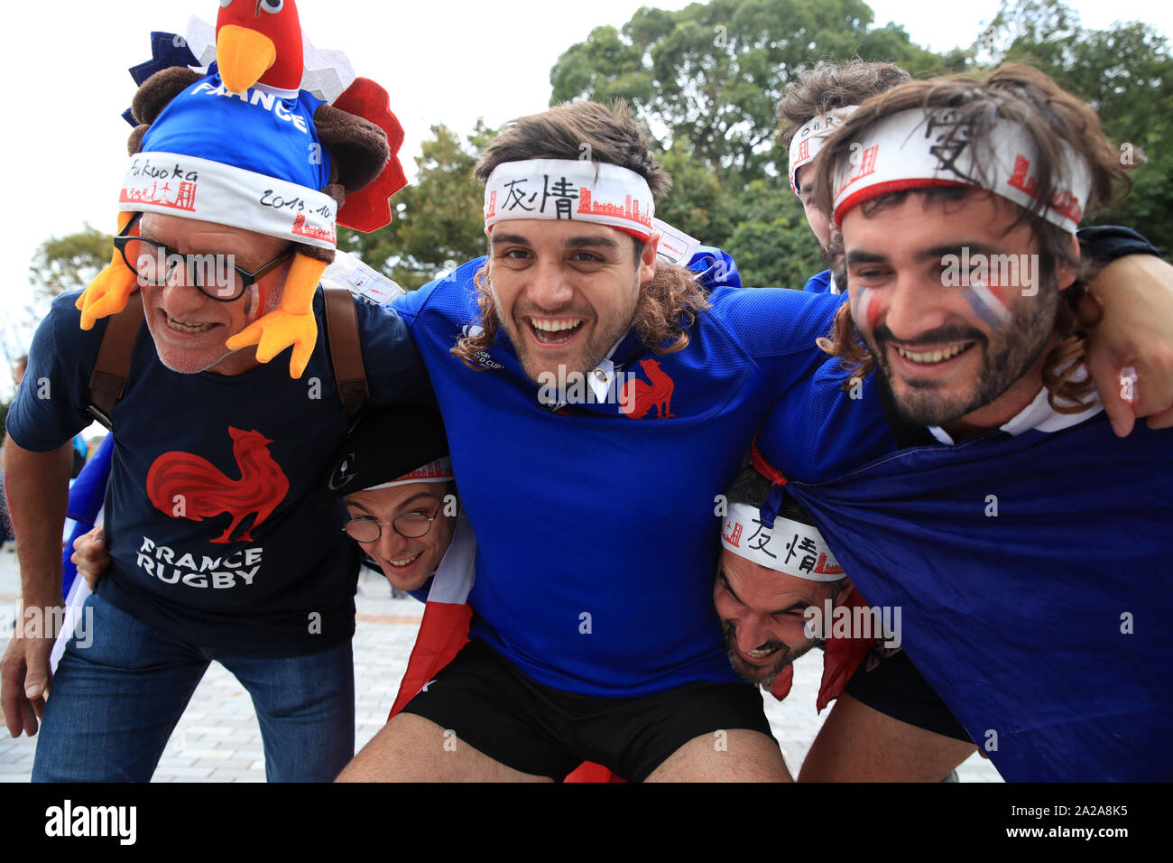 France fans before the 2019 Rugby World Cup match at the Fukuoka ...