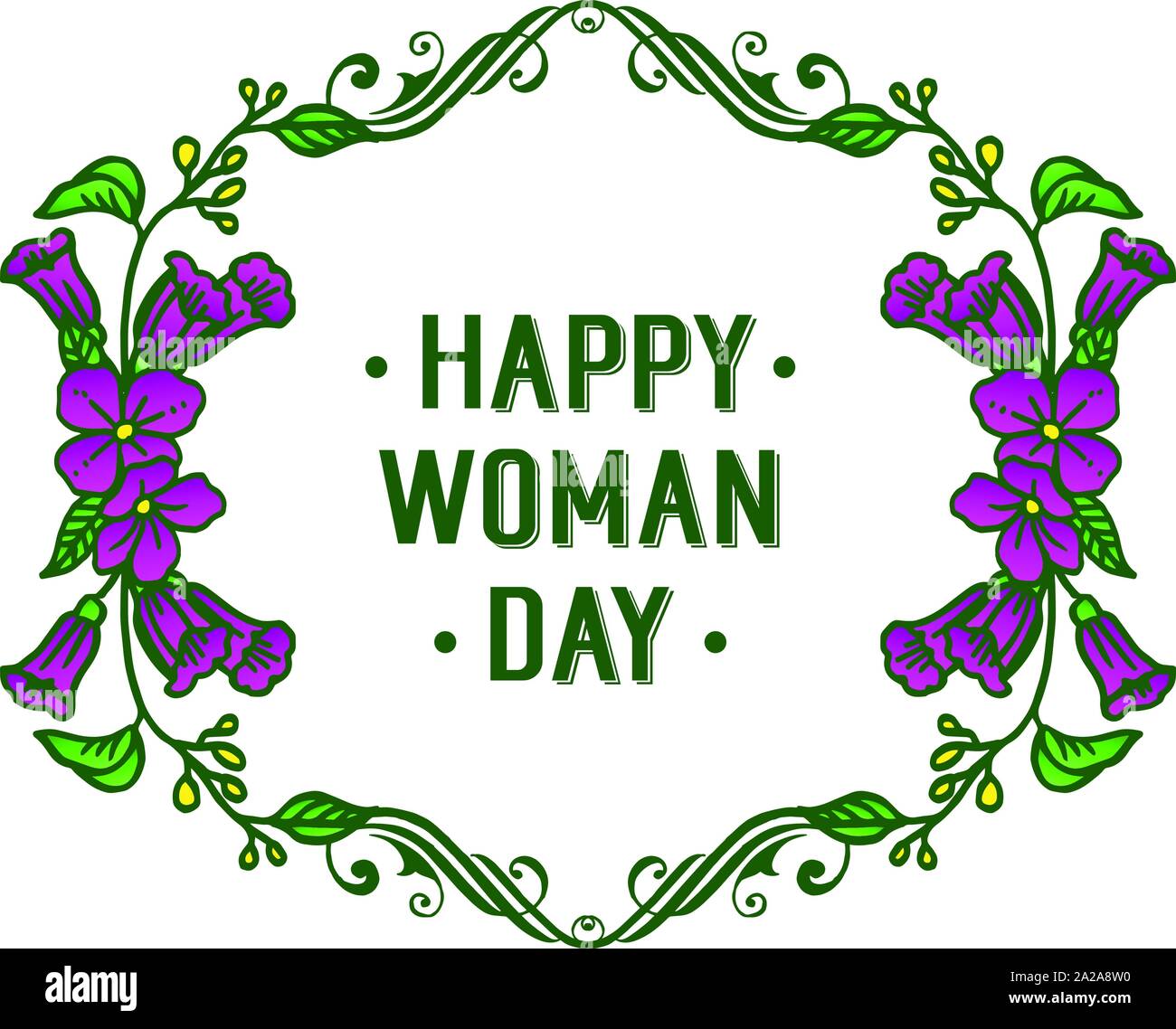 Poster for happy woman day with bright purple wreath frame. Vector ...