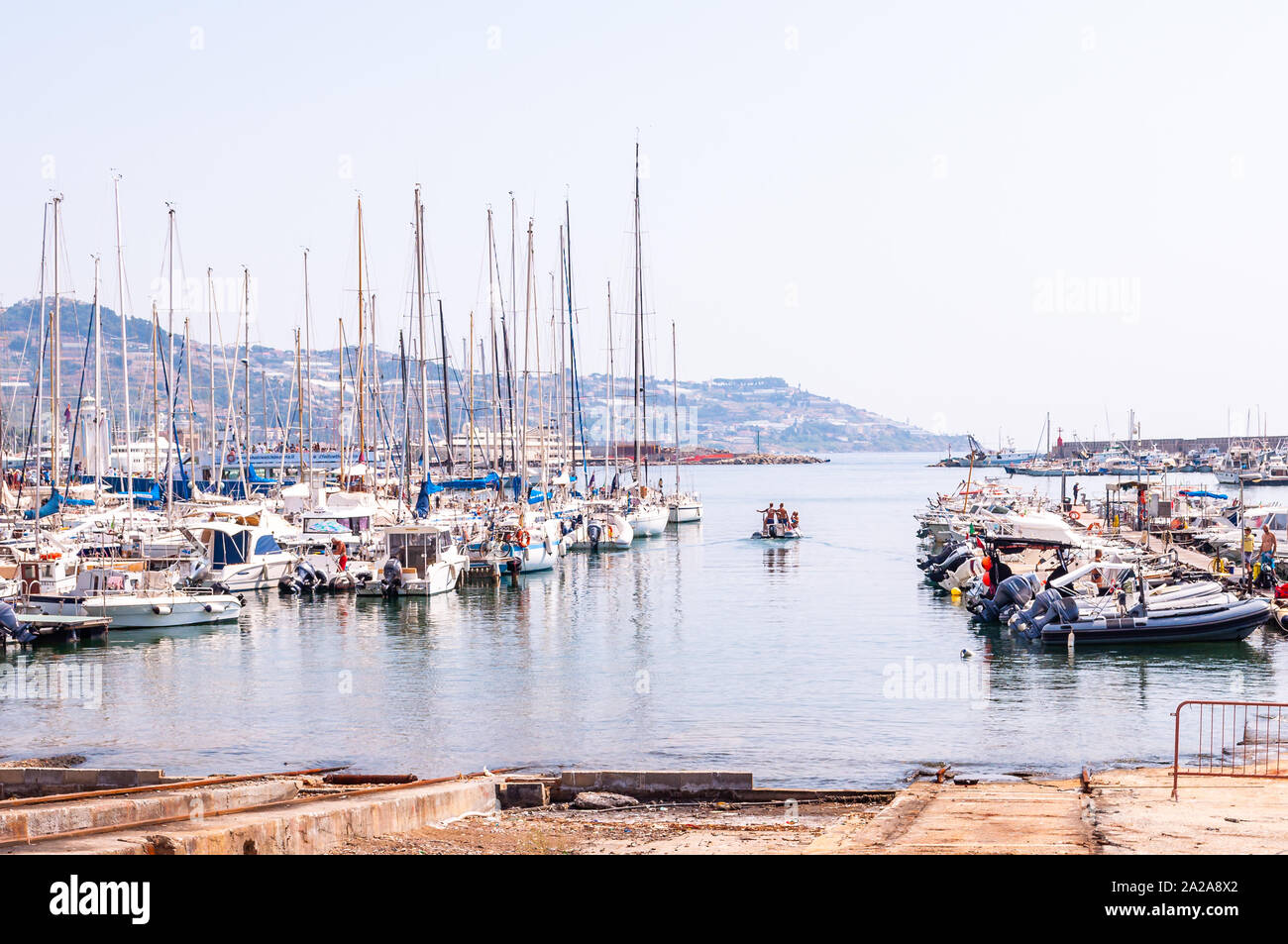 Sanremo, Italy - September 01, 2019: The view on Sanremo port full of ...