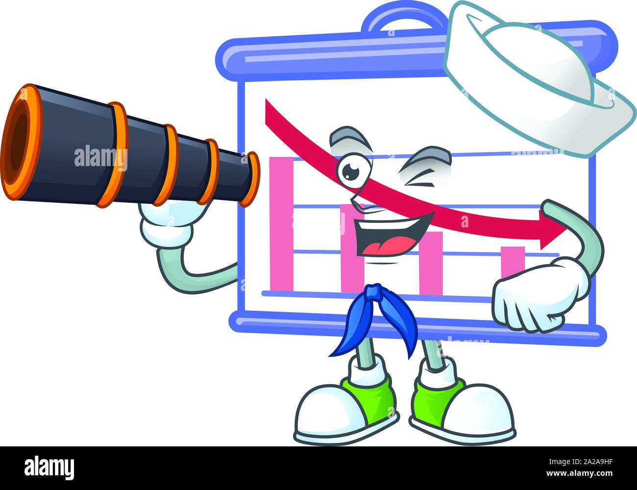 Sailor with binocular down graphic board for decrease report Stock ...