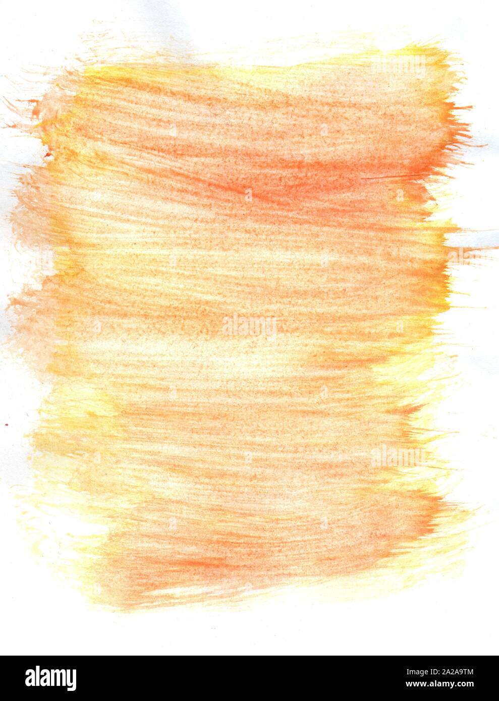 Colorful gouache strokes of yellow, red and orange color on white ...