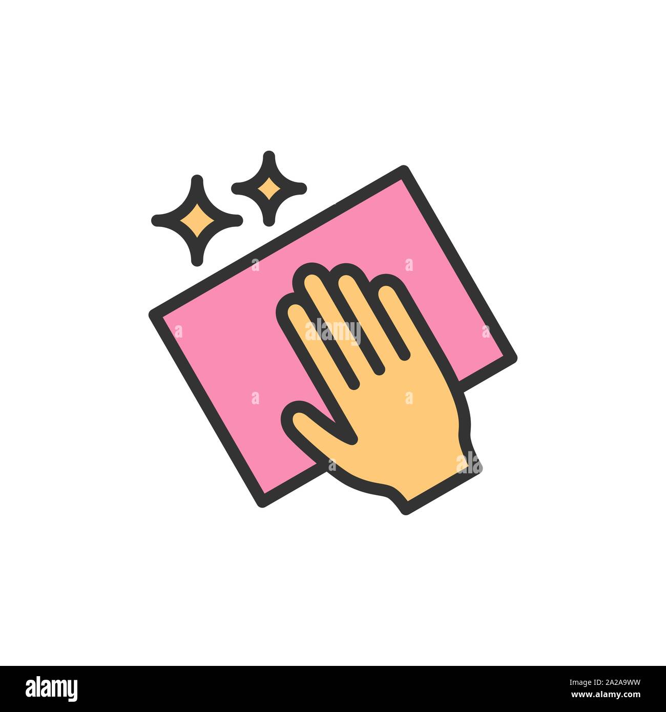 Vector cleaning with rag flat color line icon Stock Vector Image & Art ...