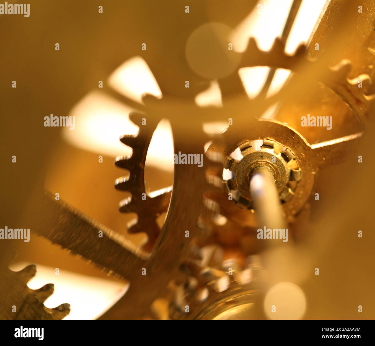 Close Up Of A Internal Clock Mechanism Stock Photo Alamy