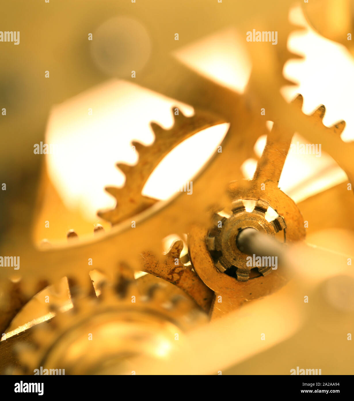 Close up of a internal clock mechanism Stock Photo - Alamy