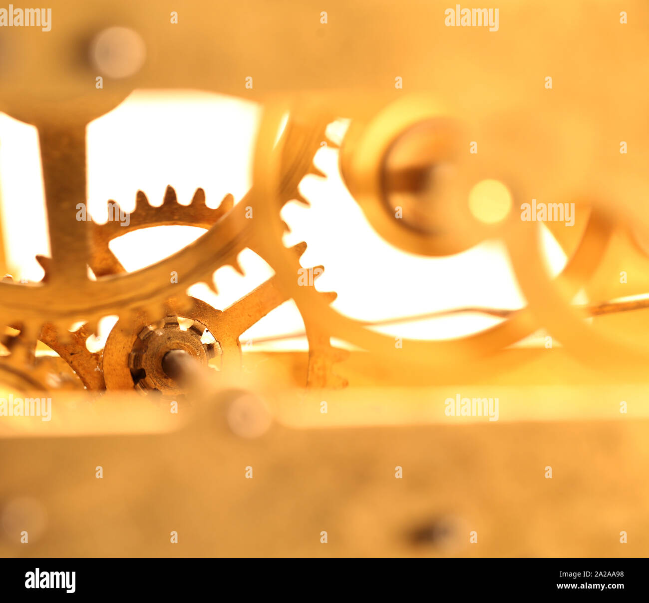 Close up of a internal clock mechanism Stock Photo - Alamy