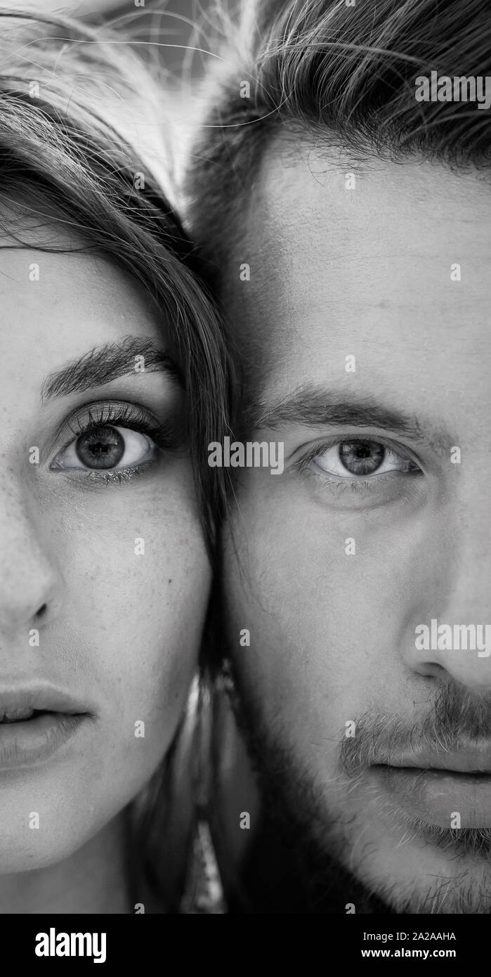 Black and white Close-up of a young couple Stock Photo - Alamy