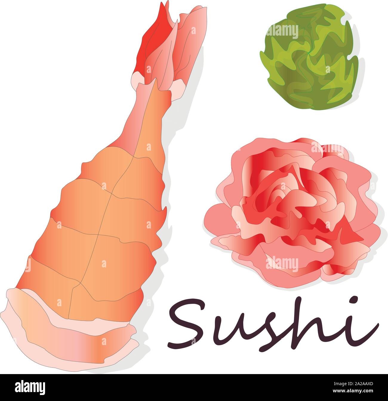 Sushi set isolated on white. Top view Stock Vector Image & Art - Alamy