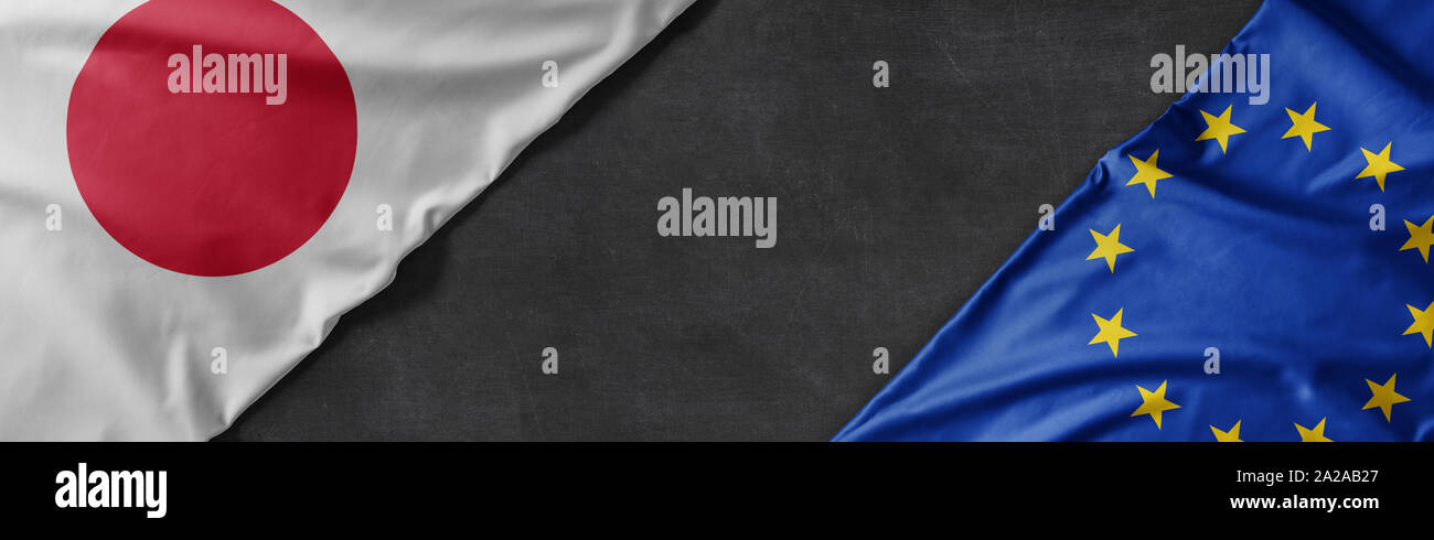 Flags of Japan and the European Union with copy space Stock Photo - Alamy