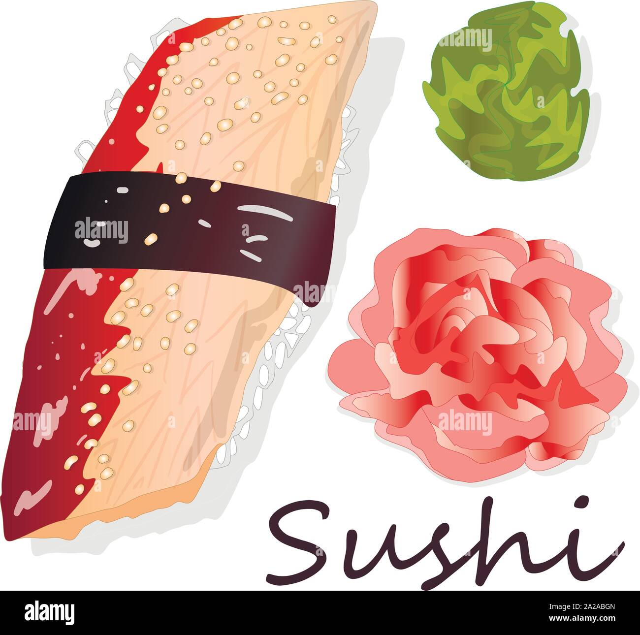 Sushi set isolated on white. Top view Stock Vector Image & Art - Alamy