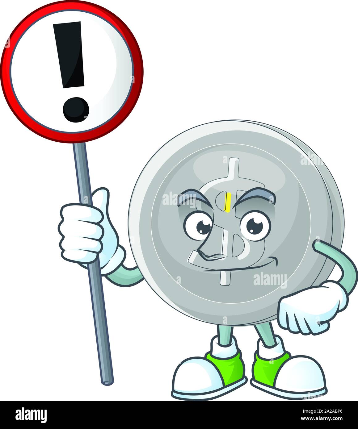 With sign silver coin cartoon character for currency Stock Vector Image ...