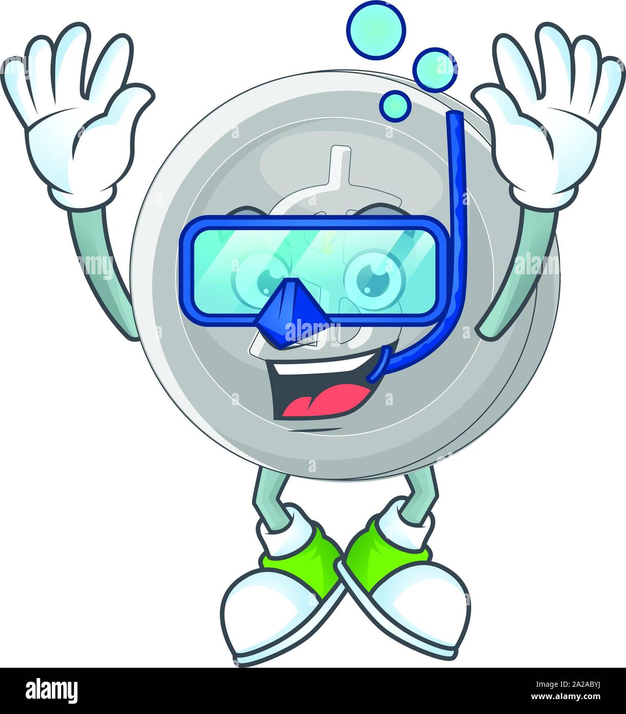 Diving silver coin character mascot in cartoon Stock Vector Image & Art ...
