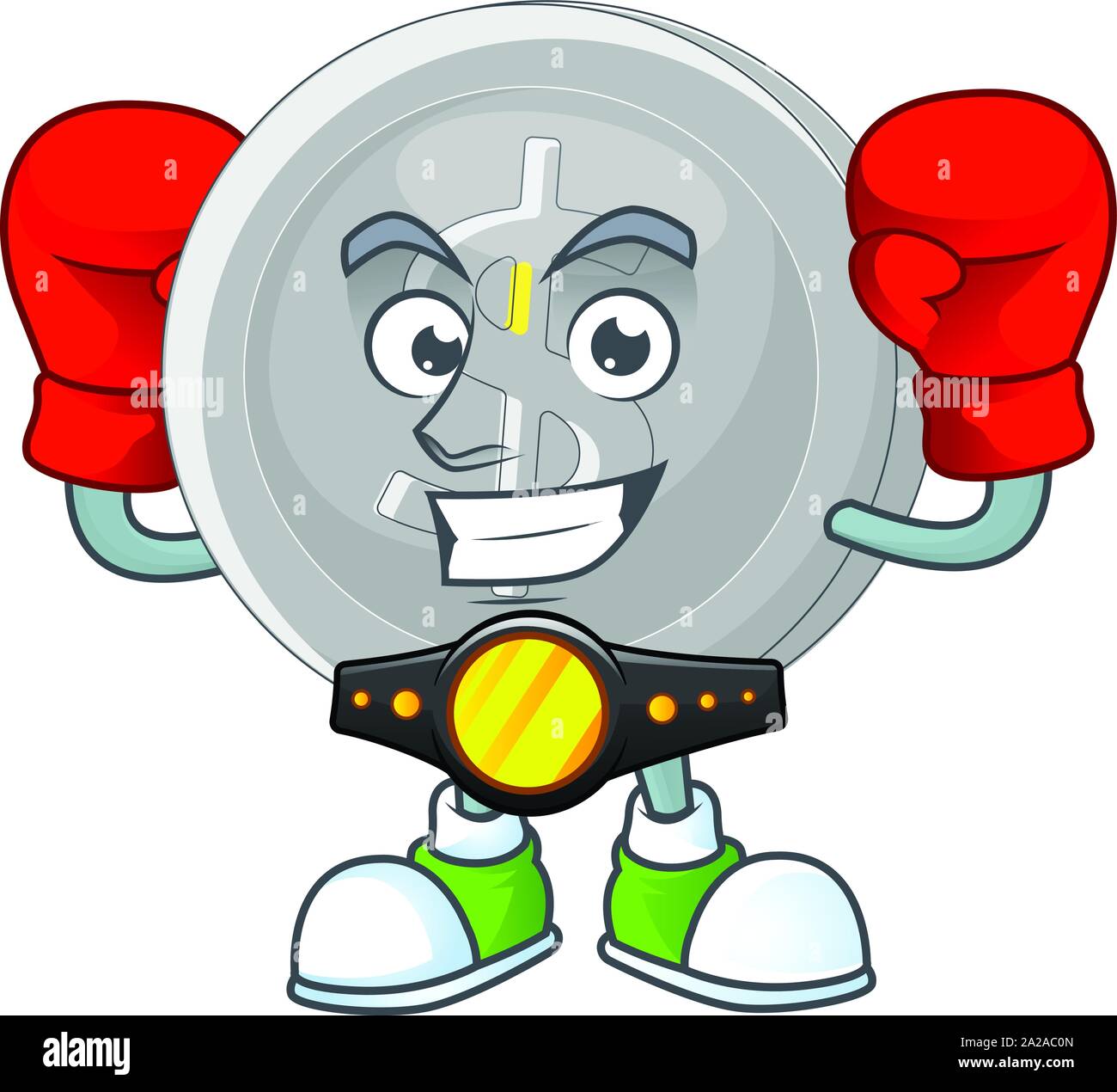 Boxing silver coin cartoon character for currency Stock Vector Image ...