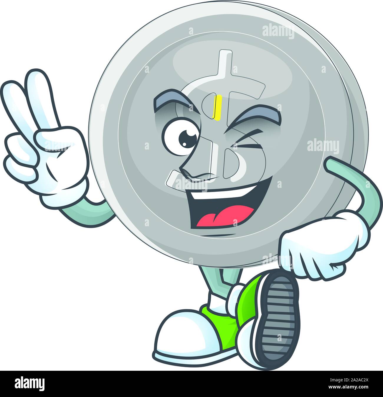 Two finger silver coin character mascot in cartoon Stock Vector Image ...