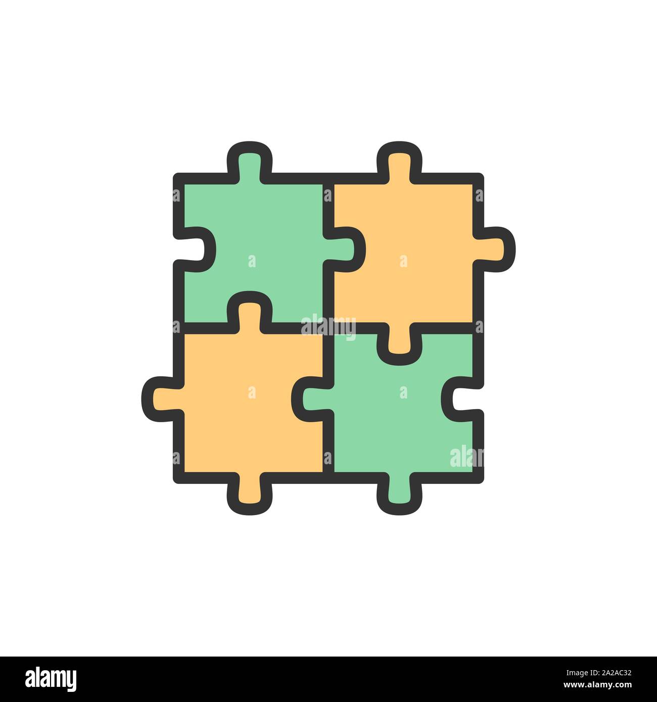 Vector puzzle, jigsaw, square, integrity, problem solving flat color ...