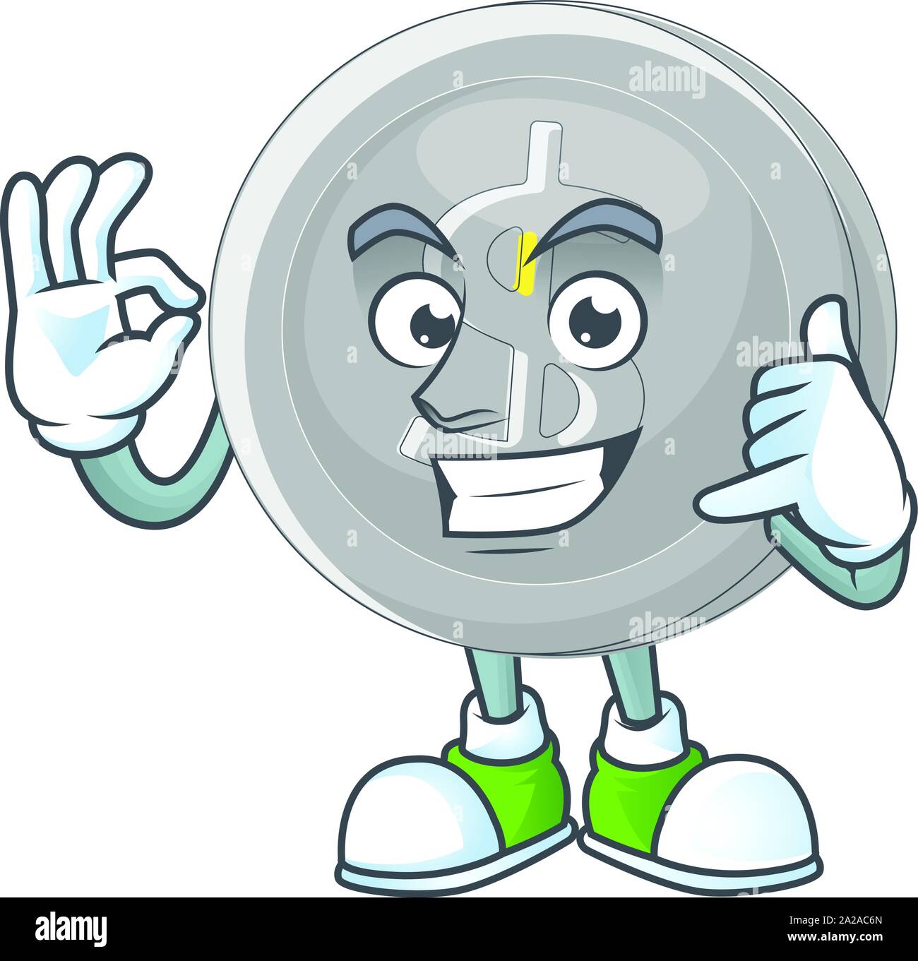 Call me silver coin cartoon character with mascot Stock Vector Image ...
