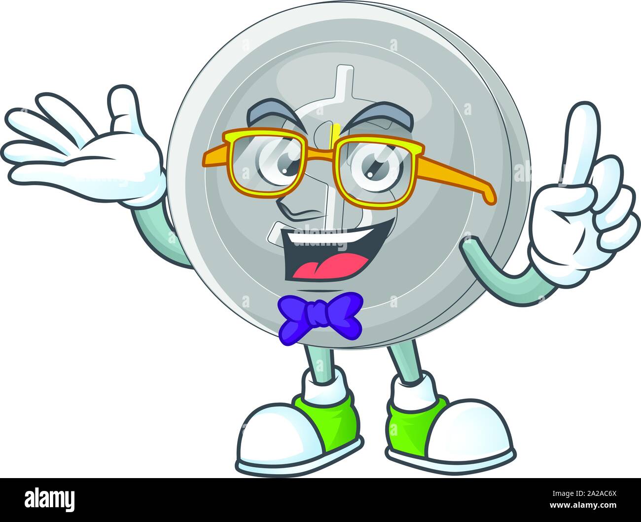 Geek silver coin character mascot in cartoon Stock Vector Image & Art ...