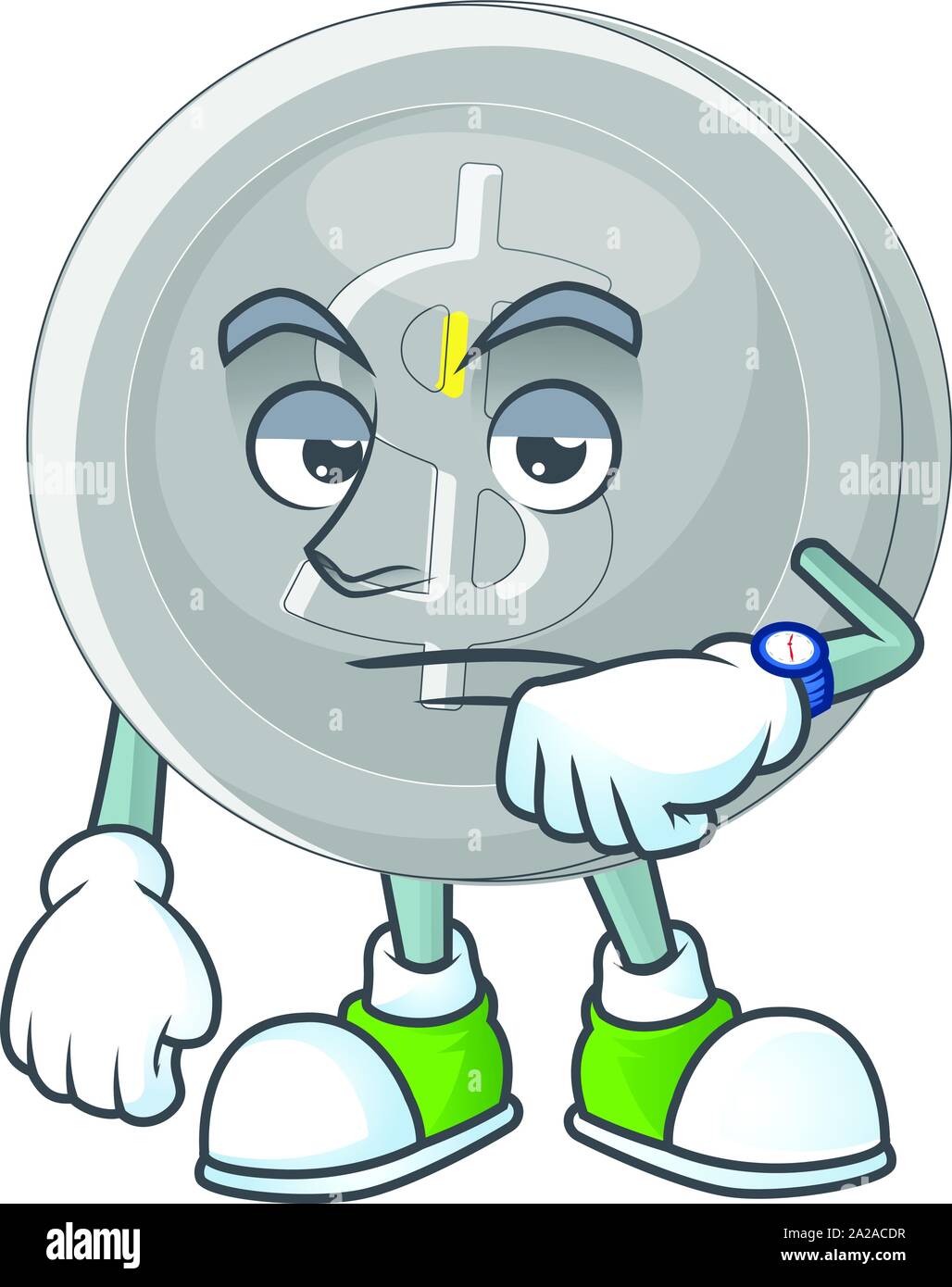 Waiting silver coin cartoon character with mascot Stock Vector Image ...