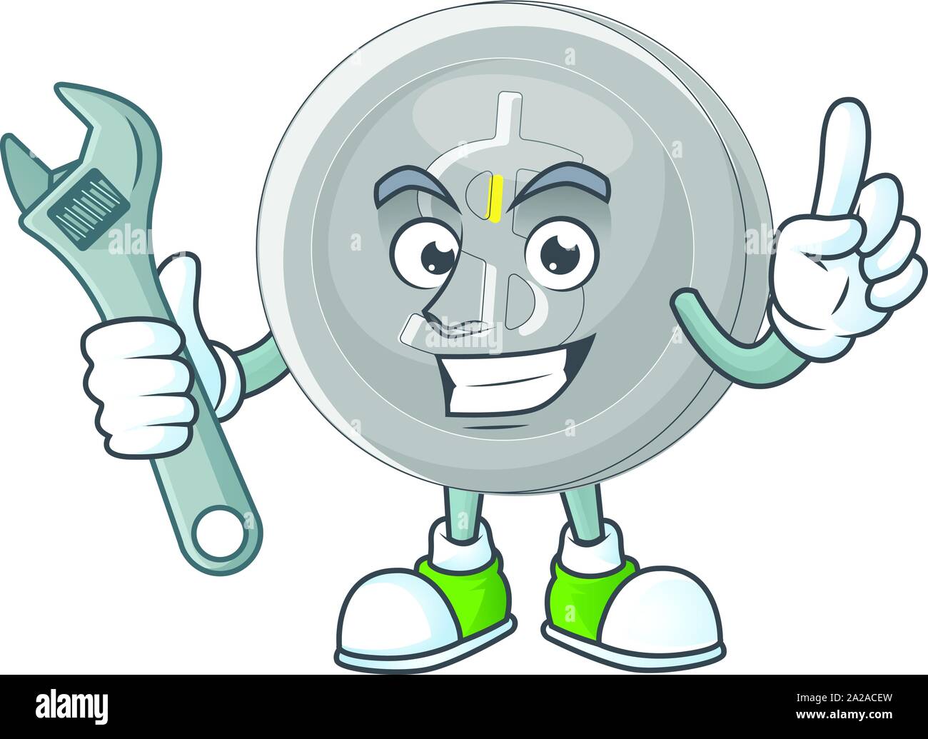 Mechanic silver coin cartoon character with mascot Stock Vector Image ...
