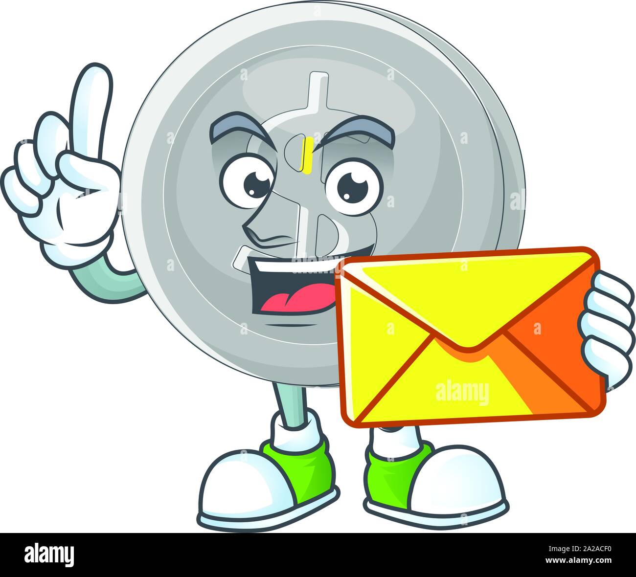 With envelope silver coin character mascot in cartoon Stock Vector ...