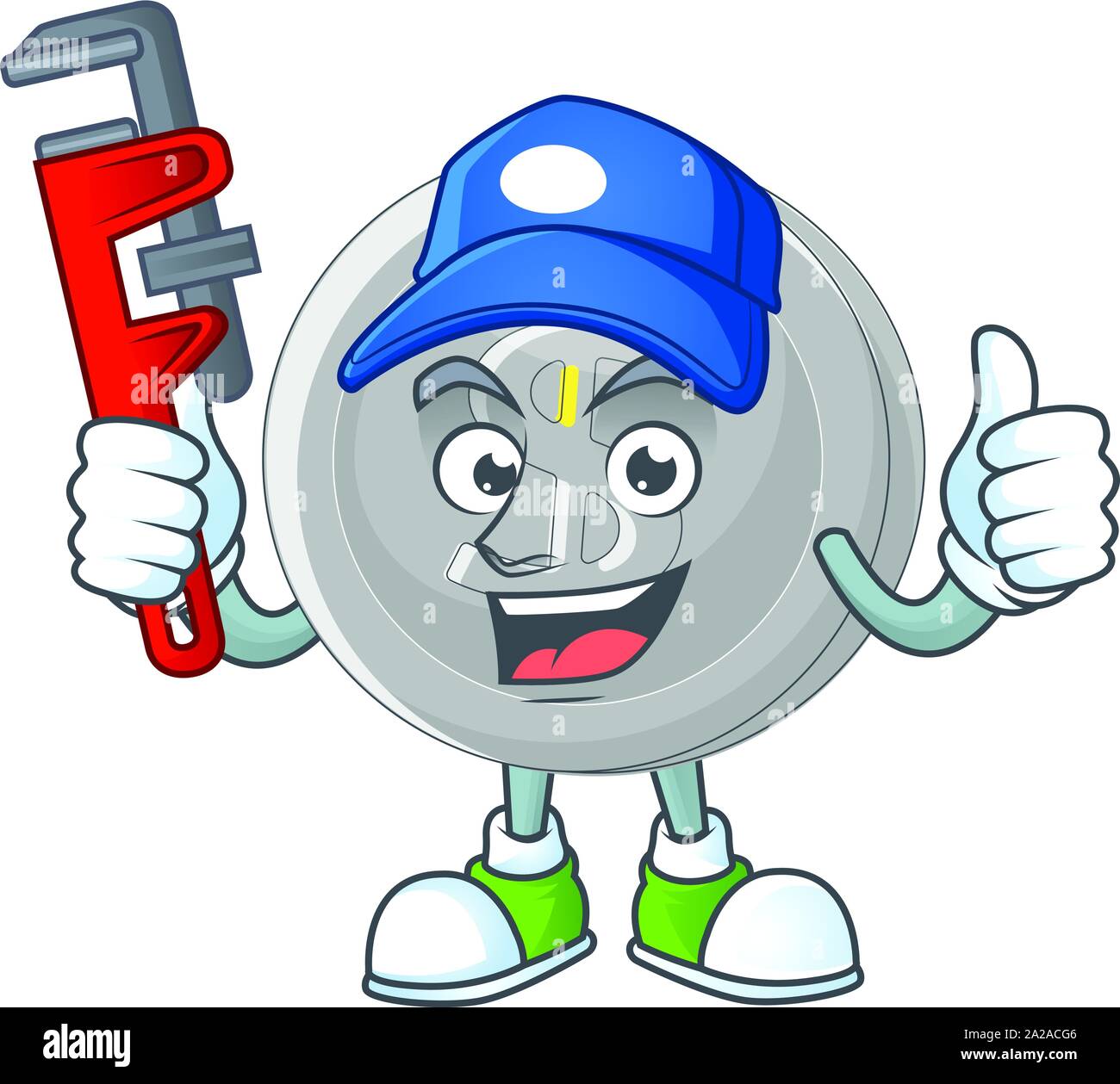 Plumber silver coin cartoon character with mascot Stock Vector Image ...
