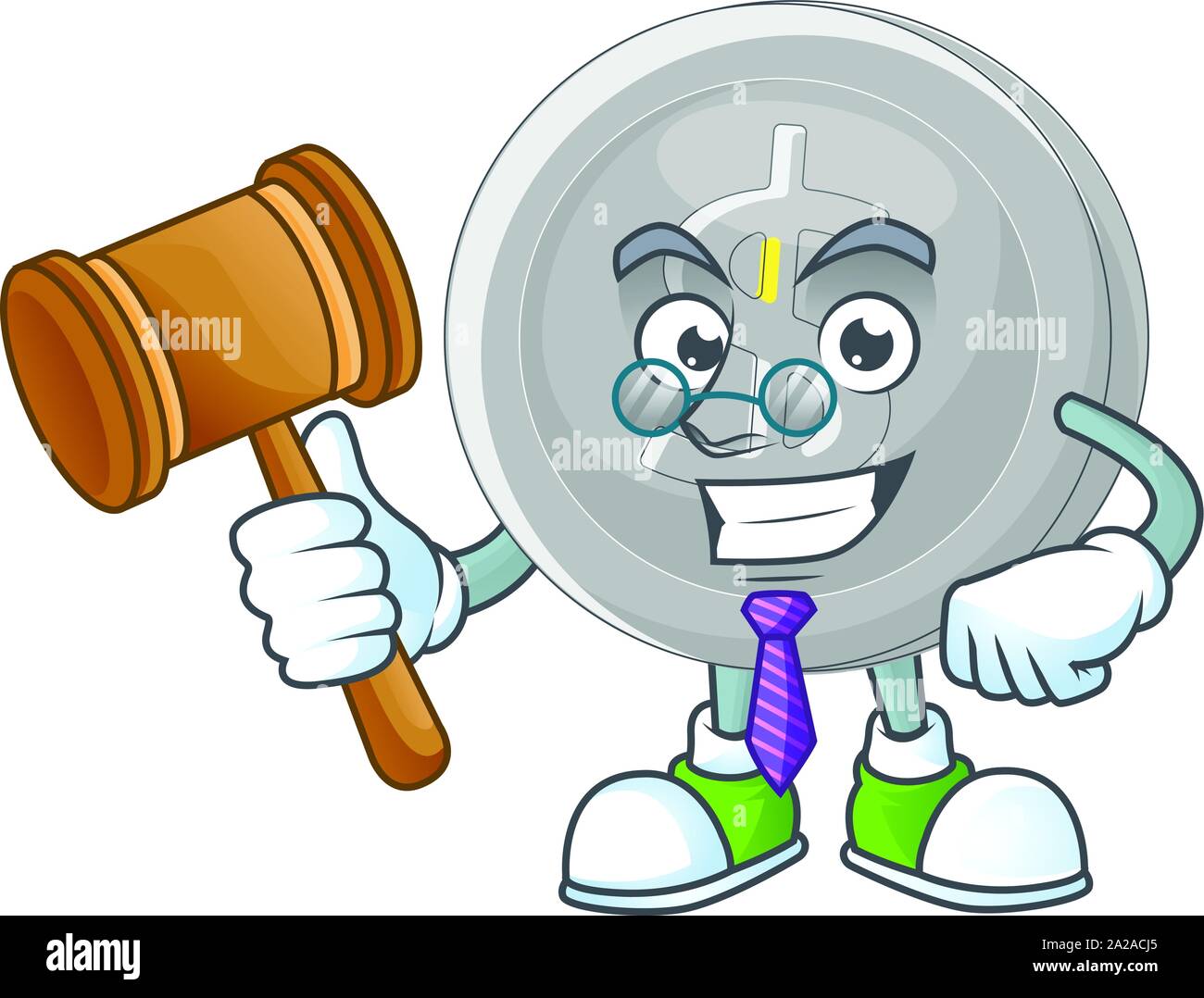 Judge silver coin cartoon character with mascot Stock Vector Image ...