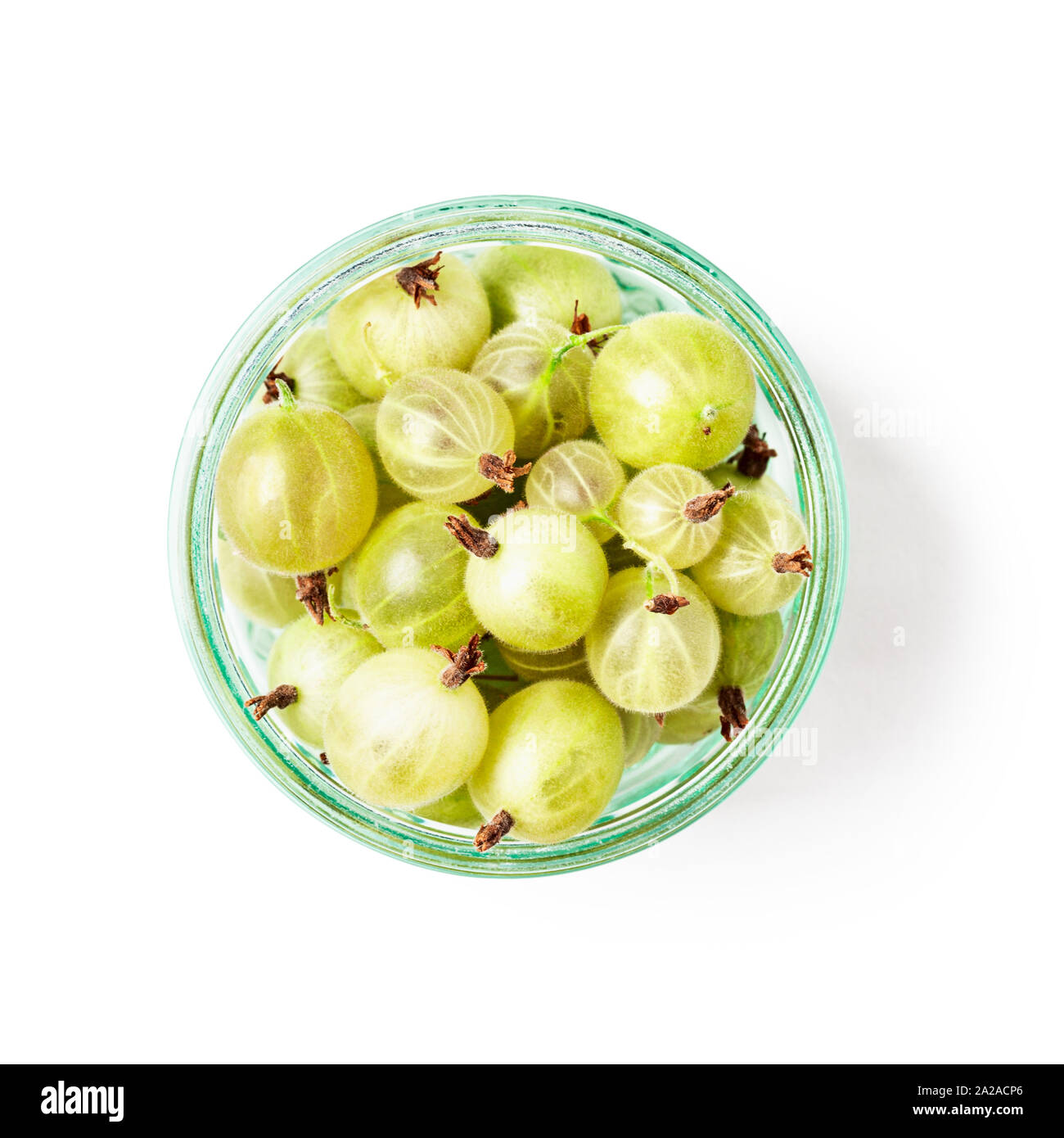 Fresh gooseberry fruits berries in transparent glass bowl. Healthy ...