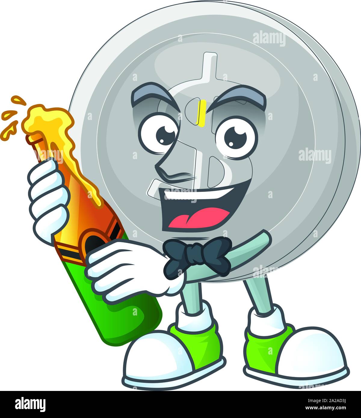 With beer silver coin cartoon character with mascot Stock Vector Image ...