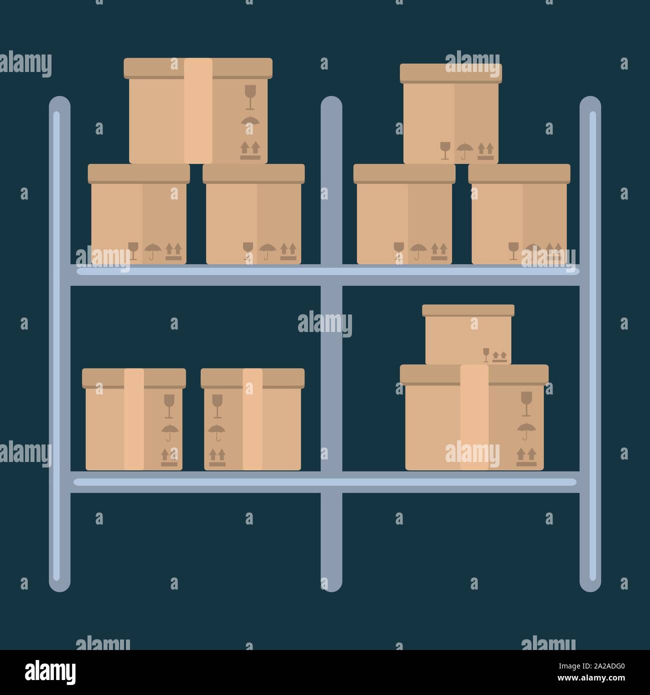 pile cardboard boxes on warehouse shelves vector illustration vector ...