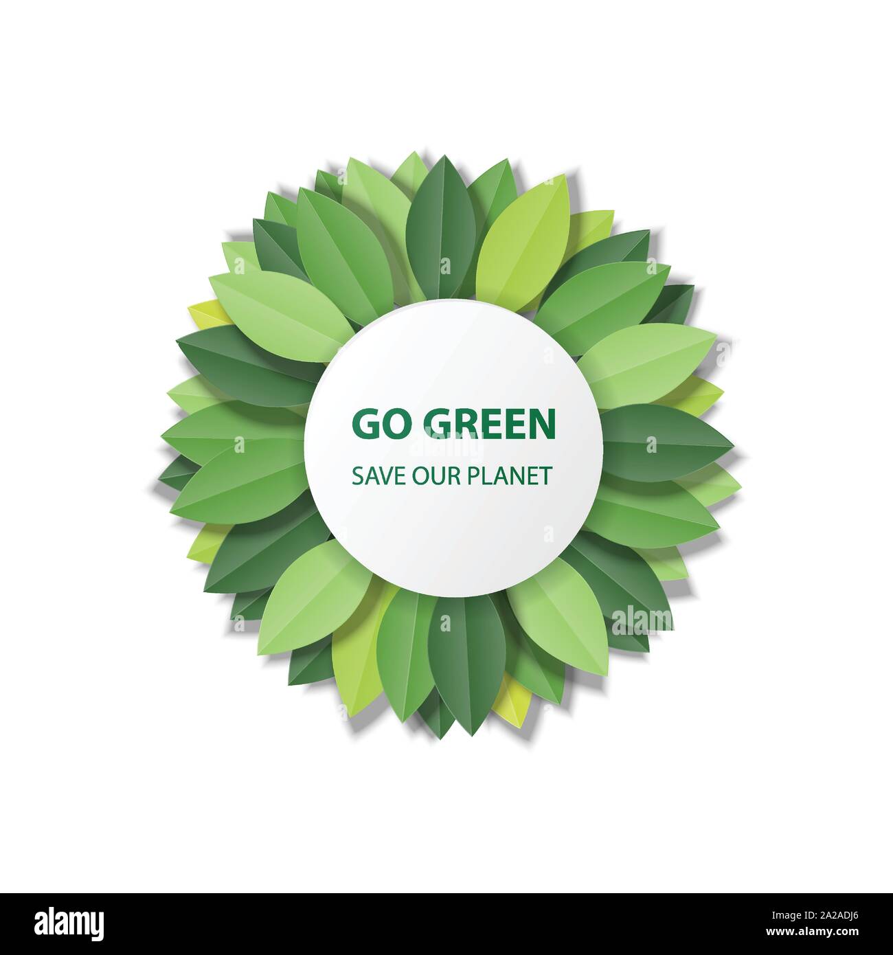 Go green day. Ecology concept. realistic tree leaves isolate on white ...