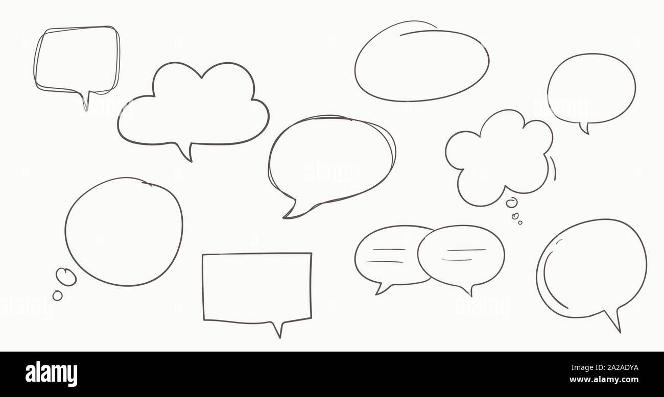 Hand drawn speech bubbles set isolated on white Stock Vector Image ... Hand drawn speech bubbles set isolated on white Stock Vector Image ...