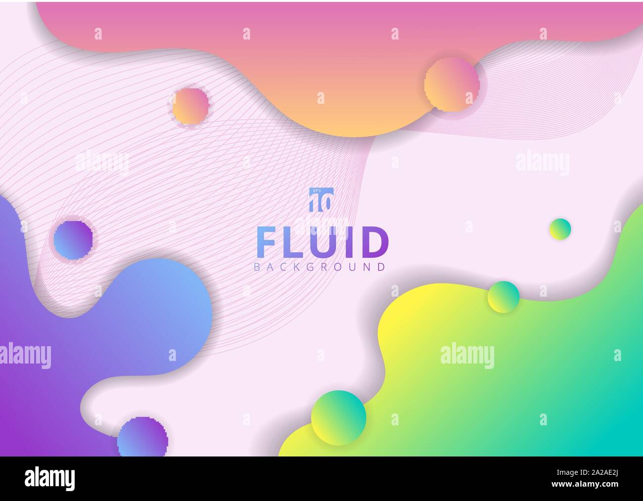 Abstract colorful fluid flow shapes circles and wave lines elements ...