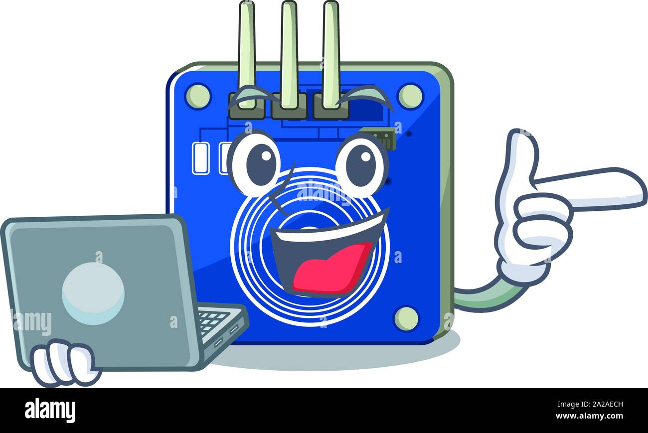 With laptop touch sensor isolated in the character Stock Vector Image ...