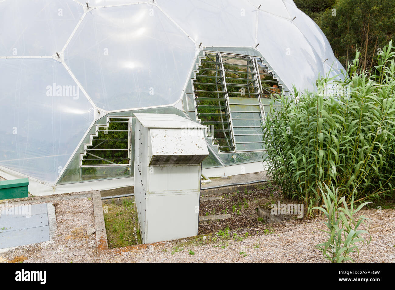 The Eden Project view of the biome ventilation systems used to control ...