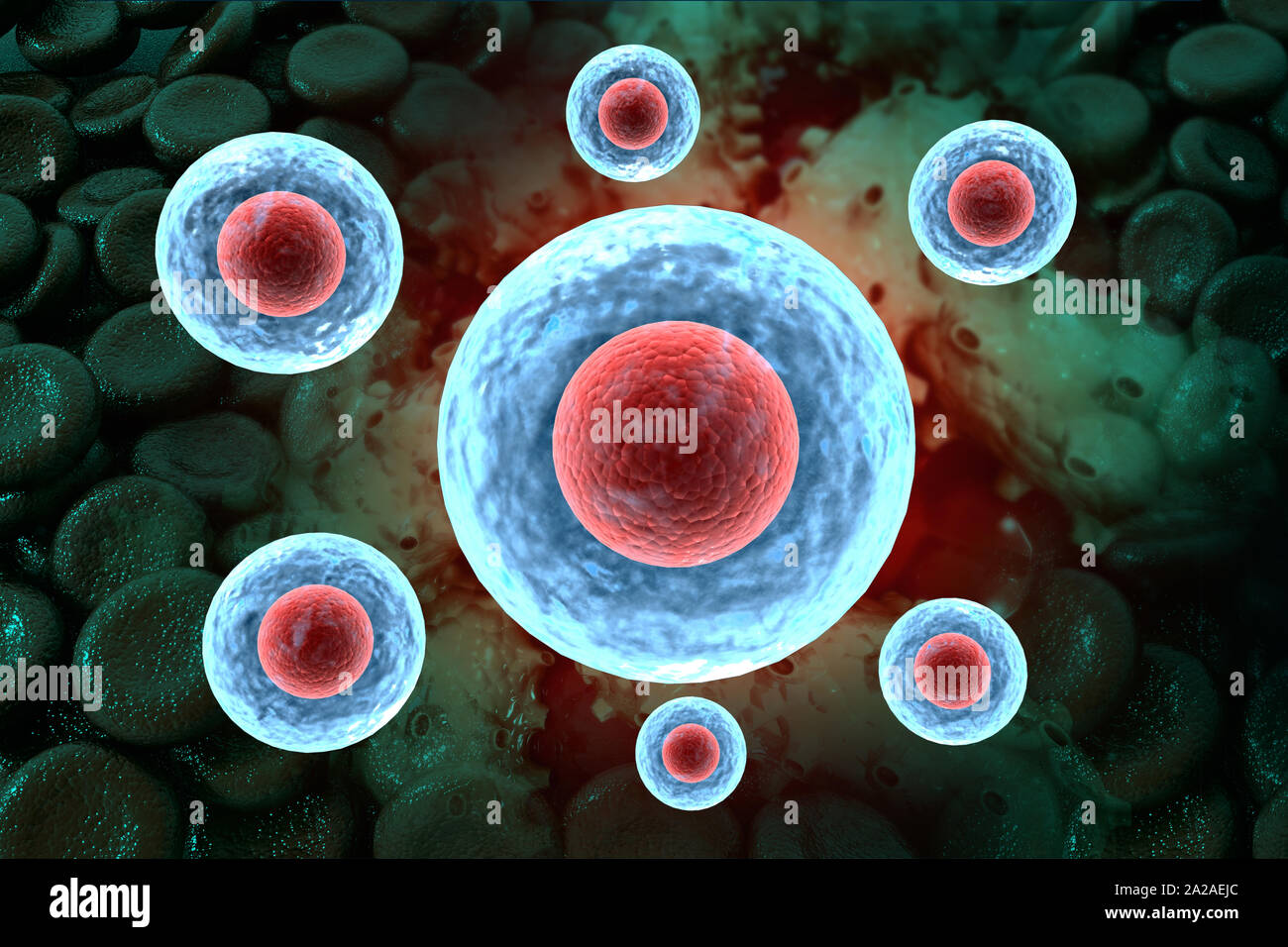 Human cells with science background. 3d render Stock Photo - Alamy