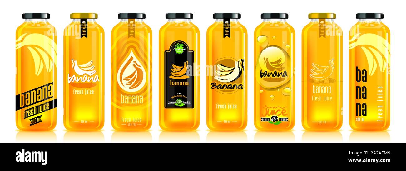 Bottle glass tasty banana Stock Vector Images - Alamy