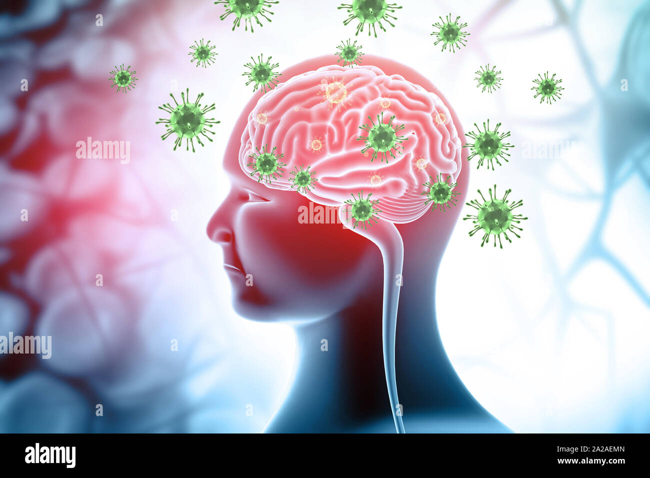 Virus infection on brain. Medical background. 3d illustration Stock ...