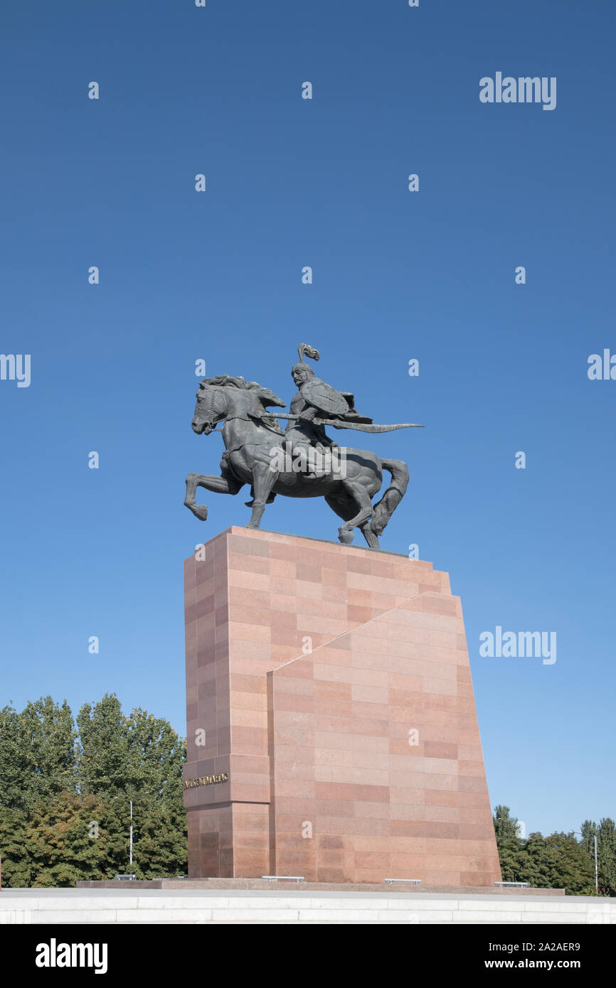 bishkek kyrgyzstan statue of manas the great in ala-too square Stock ...