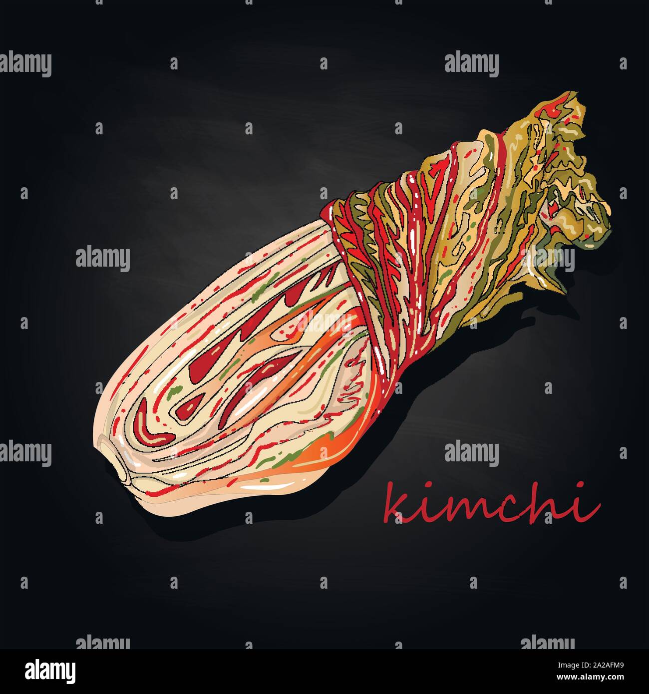 Kimchi, traditional korean food. Illustration on black Stock Vector ...